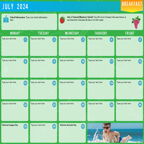 K-12 Monthly Menu Templates 2024-2025 School Year | Bell Institute